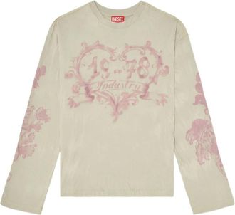 Diesel Femme, Tops, Beige, Taille: 38 FR T-shirt &agrave; imprim&eacute; graphique