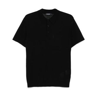 J.Lindeberg Homme, Tops, Noir, Taille: XL Polo noir à manches courtes