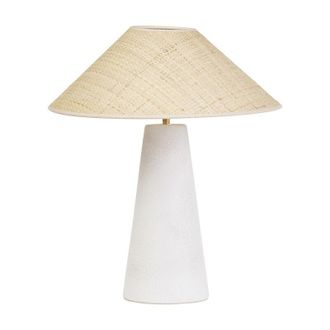 Miliboo Miliboo - Lampe à poser blanche en céramique et abat-jour en rabane H47 cm juni