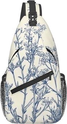 Generic Sac &agrave; dos &agrave; bandouli&egrave;re classique bleu vanille et fleurs sauvages - Sac &agrave; dos de voyage pour homme - Sac &agrave; dos de randonn&eacute;e