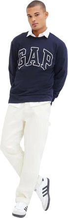 GAP Herren Logo-Fleece-Sweatshirt mit Rundhalsausschnitt Kapuzenpullover, Tapisserie Marineblau, Medium