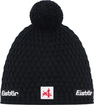 Eisb&auml;r M&uuml;tze Damen Trail Pompon Ski Austria Schwarz - Merino Winterm&uuml;tze f&uuml;r Frauen - mit Fleece sch&uuml;tzt vor K&auml;lte und Wind - Bommelm&uuml;tze atmungsaktiv elasti
