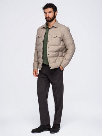 Ombre Steppjacke Herren Steppjacke mit klassischem Kragen Beige L (kein Set, 1-St) in Unifarbe