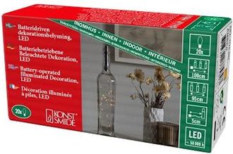 Konstsmide Micro LED Lichterkette, mit Batteriefach alsKorken für Flaschen, 20 bernsteinfarbene Dioden, batteriebetrieben, Innen, 1,28W, silberfarbener Draht, Ba