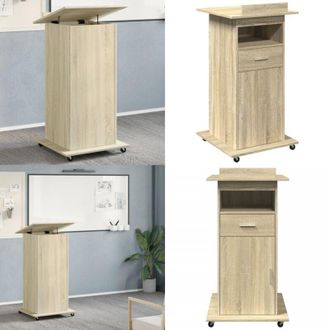 vidaXL Rednerpult mit Rollen & Schublade Sonoma-Eiche 55x55x107 cm - B&uuml;rotisch - Rednerpult - Schreibtisch - Konferenztisch - Laptopst&auml;nder - Home & Living
