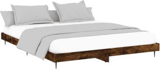 vidaXL Cadre de lit sans matelas chêne fumé 150x200 cm bois ingénierie Vidaxl
