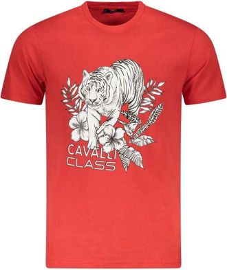 Cavalli Rotes Baumwoll Herren T-Shirt - - Tops - Herren - Rot - M