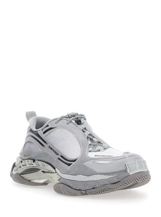 Balenciaga Mens Sneakers Triples 2 Grey Leather Trim Polyurethane Trainers