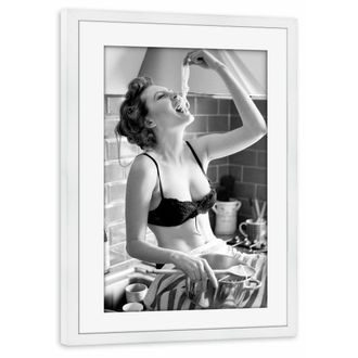 artboxONE Poster mit Rahmen wei&szlig; 30x20 cm Spaghetti Lover von AB1 Edition - gerahmtes Poster