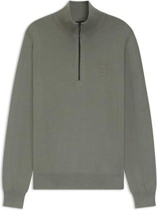 BOSS Hommes Kanobix S Pull en Coton et Cachemire avec Encolure zipp&eacute;e