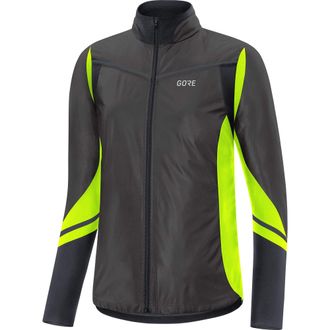 Gore R5 Damen Langarm Lauf-Shirt Partial GORE-TEX INFINIUM, 36, Schwarz/Neon-Gelb