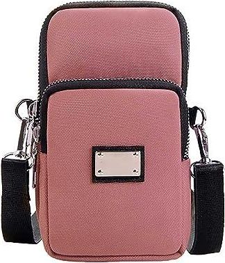 Generic Sac &agrave; bandouli&egrave;re polyvalent de couleur unie pour t&eacute;l&eacute;phone portable, petit sac &agrave; bandouli&egrave;re, sac &agrave; langer vertical et sacs &agrave; bandouli&egrave;re, rose, tail