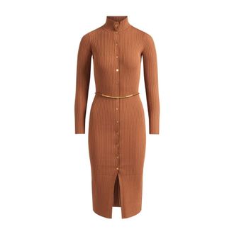 Elisabetta Franchi Femme, Robes, Brun, Taille: 40 FR Abito in maglia &agrave; jour cintura gioiello