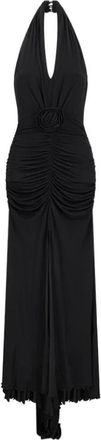 Blumarine Femme, Robes, Noir, Taille: 34 FR Longue Robe Brillante en Jersey avec Rose