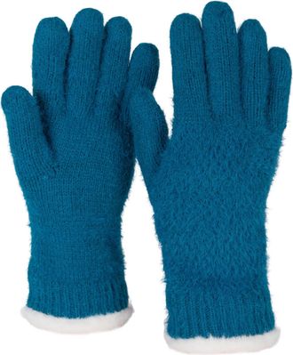 styleBREAKER Damen warme Winter Handschuhe mit Reiskorn Muster und Fleece, Thermo Strickhandschuhe, Fingerhandschuhe 09010040, Farbe:Jeansblau