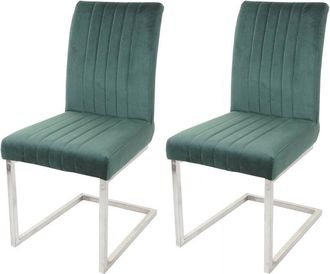 Mendler Mendler - Lot de 2 chaises cantilever HWC-L14 - chaise visiteur chaise de conférence - velours inox brossé - vert