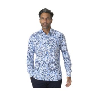 Orian Wei&szlig;es Hemd mit blauen Motiven - - Shirts - Herren - Blau - 3XL