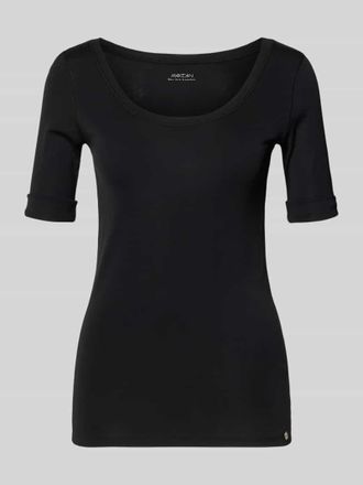 Marc Cain T-Shirt mit &Auml;rmelaufschlag und Rundhalsausschnitt