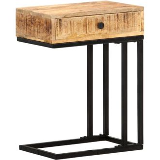 vidaXL Vidaxl - Table dappoint en forme de u en bois de diff&eacute;rentes couleurs avec tiroir Couleur : brun avec des veines claires