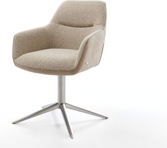 DELIFE Drehstuhl Pejo-Flex Materialmix Schlamm Fu&szlig;kreuz Edelstahl 360&deg; drehbar Wippfunktion Taschenfederkern, Esszimmerst&uuml;hle