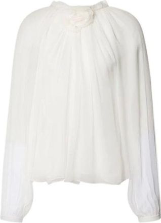 Alberta Ferretti Femme, Blouses et Chemises, Blanc, Taille: 40 FR Blouse en mousseline de soie &agrave; manches longues