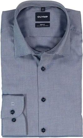 Olymp Herren Hemden blau Baumwoll-Stretch