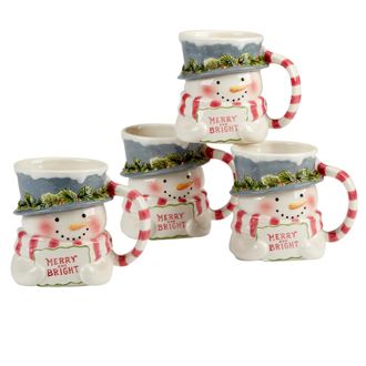 Certified International Schneemanngr&uuml;&szlig;e 3-D-Becher, 4er-Set