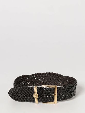Etro Ceinture haute r&eacute;glable en cuir de veau tress&eacute; avec boucle