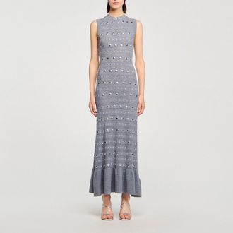 Sandro Robe longue en maille &agrave; studs