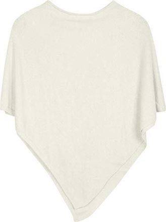 styleBREAKER Poncho Doux en Maille Fine de Couleur Unie, col Rond, Femme 08010042, Couleur:Crème