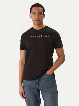 Tommy Jeans T-Shirt Linear Logo DM0DM20744 Schwarz Regular Fit