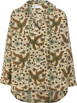 Les F&eacute;licit&eacute;s Blouse Batik Beige avec Collier, Exclusivit&eacute; Lulli