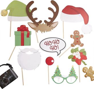 Ginger Ray Weihnachtliches Photo Booth, Requisiten, Fotozubehör, Party Accessoires für Fotoecke - 10 teilig
