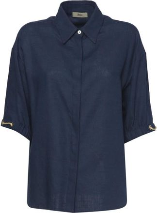 Herno Femme, Blouses et Chemises, Bleu, Taille: 38 FR Chemise &agrave; Boutons
