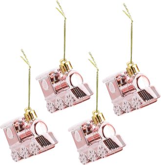 SOLUSTRE 4 St&uuml;ck Weihnachtsbaum Anh&auml;nger Auto aus Kunststoff Leuchtend Rosegold zum Aufh&auml;ngen an Baum Fenster T&uuml;r Weihnachtsdeko Anh&auml;nger f&uuml;r Party Foto Requis