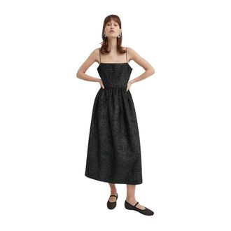 Stine Goya Kleid in Midi-L&auml;nge mit Karree-Ausschnitt - - Dresses - Damen - Schwarzk - S