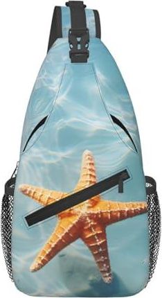 Generic Sacoche Homme Bandouliere Imprim&eacute; &eacute;toile de mer oc&eacute;anique Polyester Sac De Poitrine Durable Sac &agrave; Dos Militaire pour Voyage Cyclisme &eacute;cole