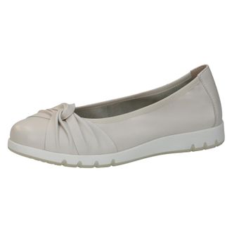 Caprice Comfort Damen Ballerinas aus Leder Runde Spitze, Elfenbein (Offwhite Soft), 39 EU