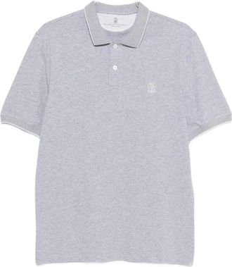 Brunello Cucinelli Homme, Tops, Gris, Taille: 3XL Polo en coton avec logo