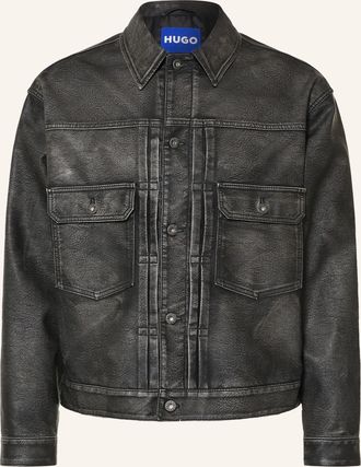 HUGO BOSS Hugo Jacke In Lederoptik grau