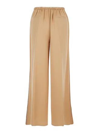 Forte_Forte Womens Wide-Leg Trousers Beige Viscose Blend Acetate