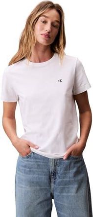 Calvin Klein T-Shirt Manches Courtes Femme Archive Jersey Tee avec Col Ras-du-Cou, Blanc (Brilliant White), M
