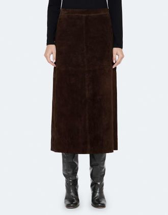 AllSaints Olivia Wildlederrock in Fango-Braun