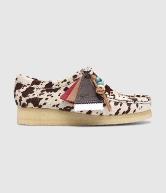 Clarks Mocassins Wallabee Brown Cow Print