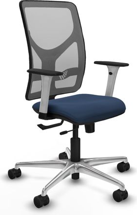 Piqueras y Crespo Computerstuhl blau mit wei&szlig;en und schwarzen Armlehnen, h&ouml;henverstellbare Lendenwirbelst&uuml;tze, ausgestattet mit Syncro/Traslack und Schneideschaum, Grau