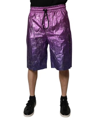 Dolce & Gabbana Mens Metallic Pink Purple Two Tone Bermuda Shorts Nylon