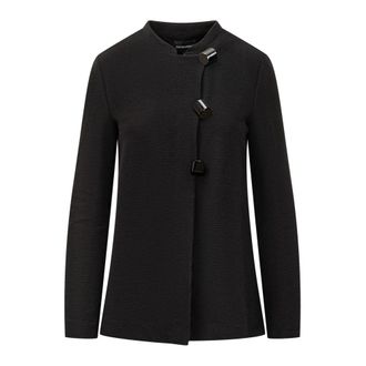 Emporio Armani Jacke aus Baumwollmischung mit Pr&auml;gung - - Jackets - Damen - Schwarzk - S