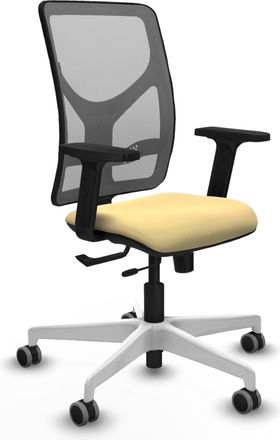 Piqueras y Crespo Lendenwirbelst&uuml;tzstuhl mit 2D-Armlehnen, ausgestattet mit Syncro/Traslack und Schneideschaum, mit Rollen 65 mm, Parkett, Grau/Cremefarben