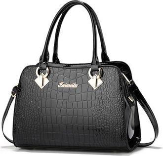 Nicole & Doris Sac a Main Femmes Elegant Sac Bandouli&egrave;re Vernis Sacs &agrave; Main Port&eacute;s Epaule Tendance Sac D&eacute;paule de Voyage Shopping Quotidien Noir