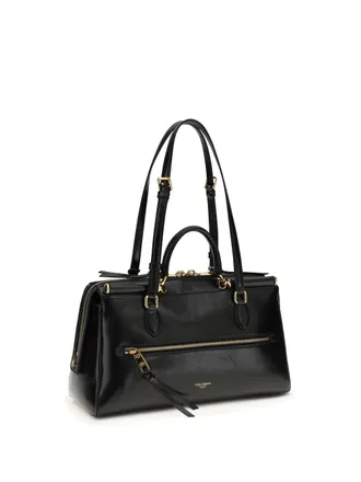 Dolce & Gabbana Womens Handbag Vittoria Black-Brass Calf Leather Shoulder Bags Black/brass